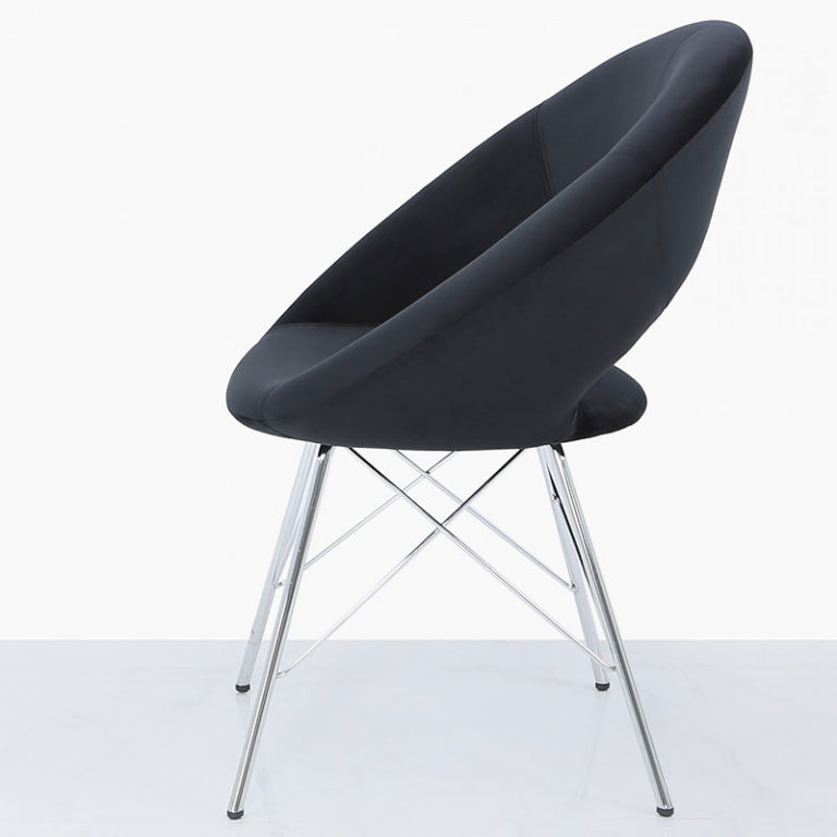 Black Deeply Padded Chrome And Velvet Orb Chair Armchair | Picture ...
