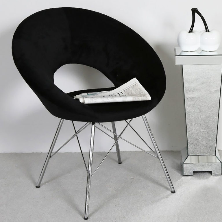 Black Deeply Padded Chrome And Velvet Orb Chair Armchair | Picture ...