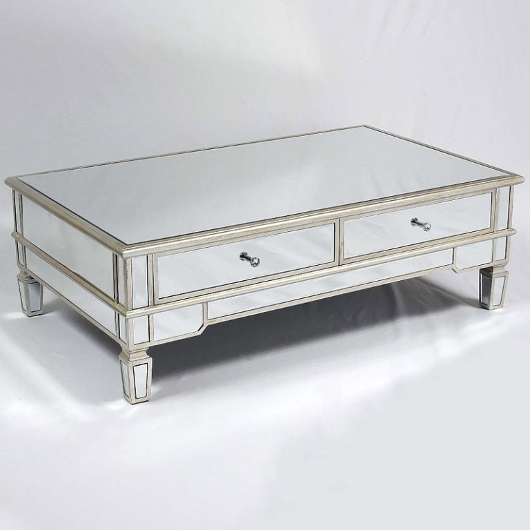 Canterbury Silver 2 Drawer Mirrored Venetian Coffee Table Lounge Table ...