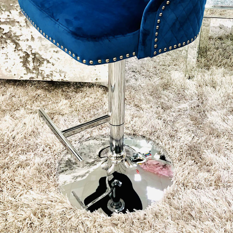 Camilla Navy Blue Velvet And Chrome Bar Stool With A Lion Ring Knocker ...