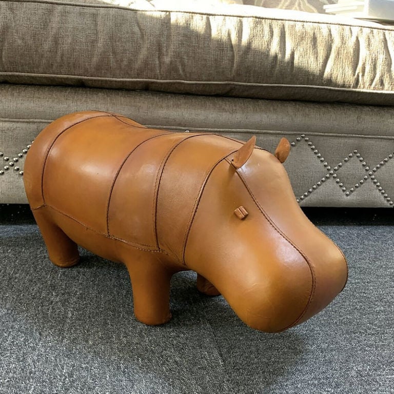 Genuine Handmade Leather Hippo Character Animal | Picture Perfect Home