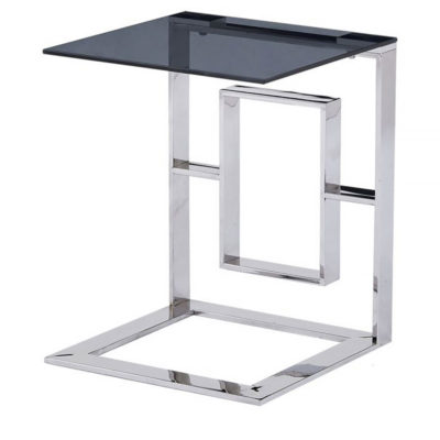Plaza Contemporary Stainless Steel Smoked Glass Sofa Table Side Table ...