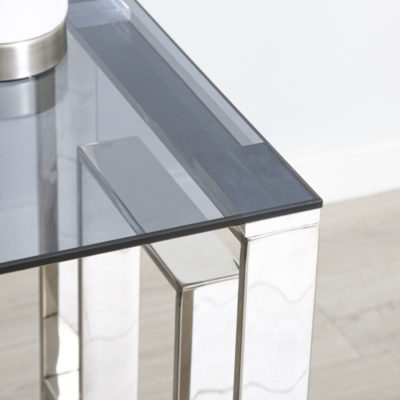 Plaza Stainless Steel Smoked Glass Telephone Side End Table | Picture ...