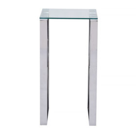 Zenn Contemporary Stainless Steel Clear Glass Telephone Side End Table ...