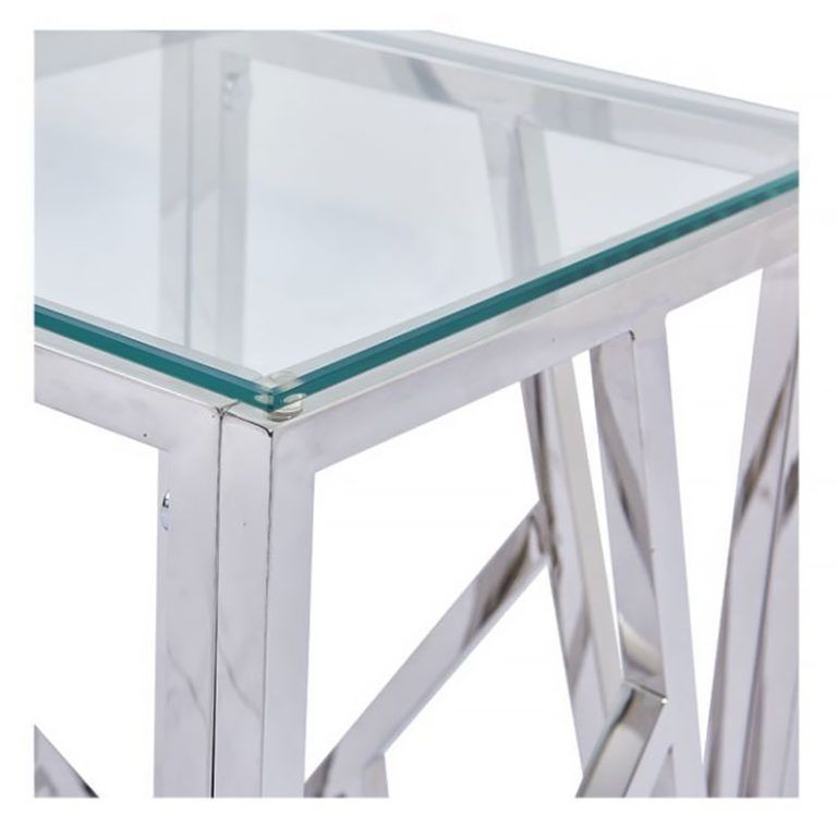 Claudette Stainless Steel And Glass Telephone Table End Side Table ...