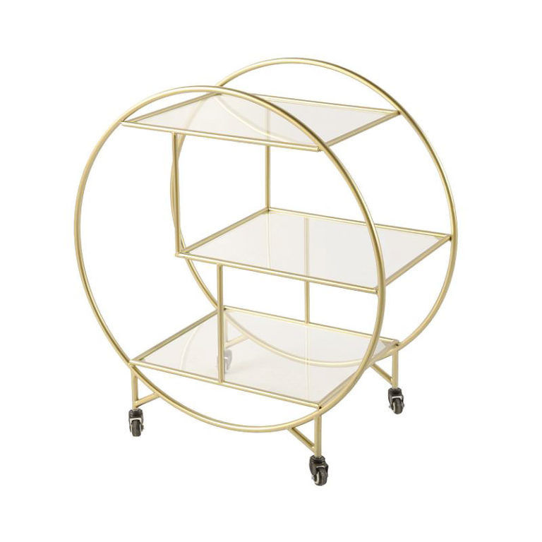 Lennox Gold and Clear Glass 3 Tier Round Drinks Trolley Display Unit ...