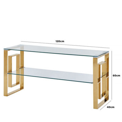 Plaza Gold And Clear Glass Entertainment Unit Media Unit TV Stand ...