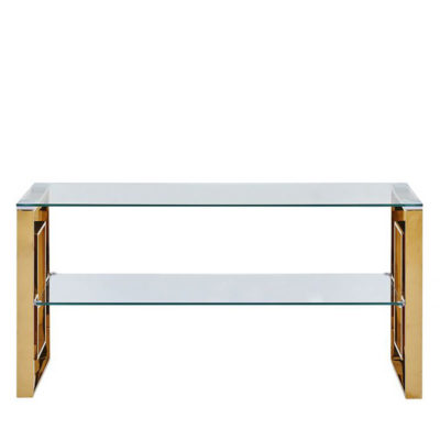 Plaza Gold And Clear Glass Entertainment Unit Media Unit TV Stand ...