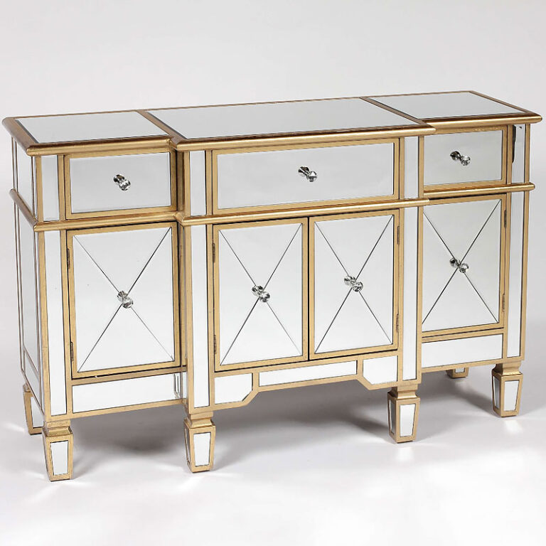 Canterbury Small Gold Mirrored 3 Drawer 4 Door Venetian Sideboard 120cm ...