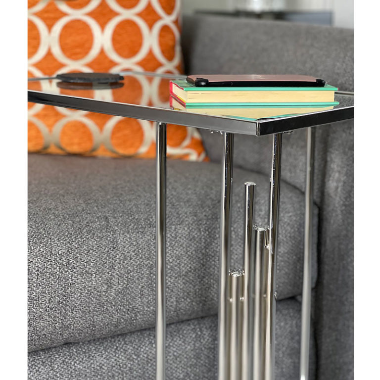 Colton Chrome And Glass Sofa Table Laptop Table Side End Table | Picture Perfect Home