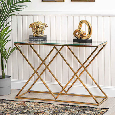 Antoinette Gold Metal And Glass Console Table Hallway Table | Picture ...