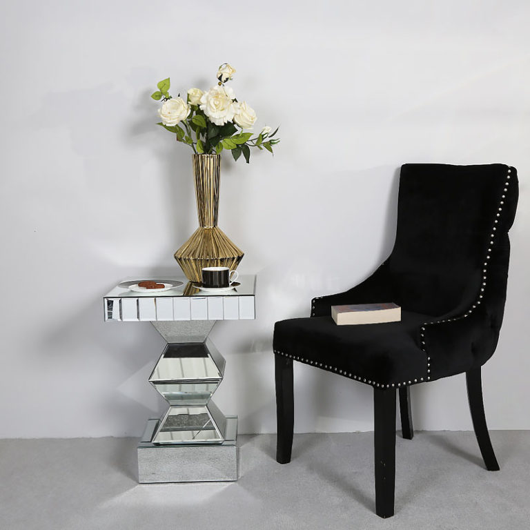 Classic Mirror 1 Drawer Mirrored End Side Lamp Table With Tile Detail ...