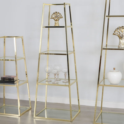 Otis Medium Gold Metal and Glass Ladder Style Shelving Display Unit ...