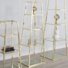 Otis Medium Gold Metal and Glass Ladder Style Shelving Display Unit ...