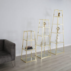 Otis Small Gold Metal and Glass Ladder Style Shelving Display Unit ...