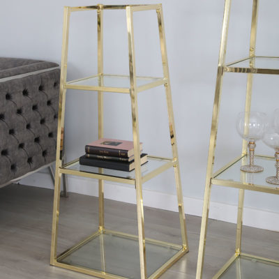 Otis Small Gold Metal and Glass Ladder Style Shelving Display Unit ...
