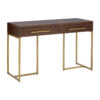 Acacia Wood And Brass Console Table With Engraved Herringbone Pattern ...