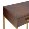 Acacia Wood And Brass Console Table With Engraved Herringbone Pattern ...