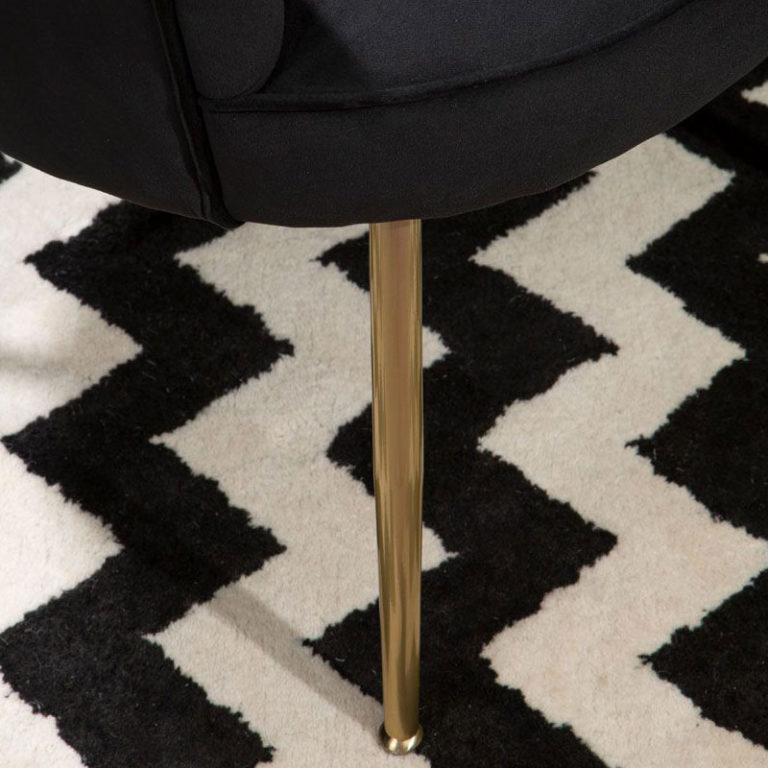 Black Velvet Scalloped Shell Armchair Accent Chair With Gold Legs ...