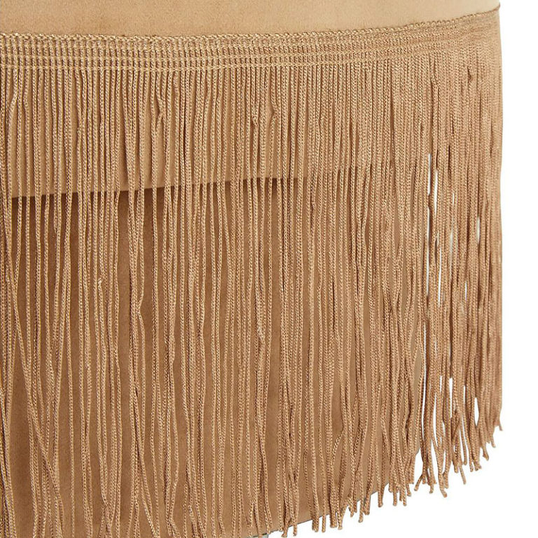 Mink Velvet Stool Pouffe Footstool With Tassels | Picture Perfect Home