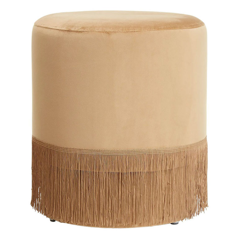 Mink Velvet Stool Pouffe Footstool With Tassels | Picture Perfect Home