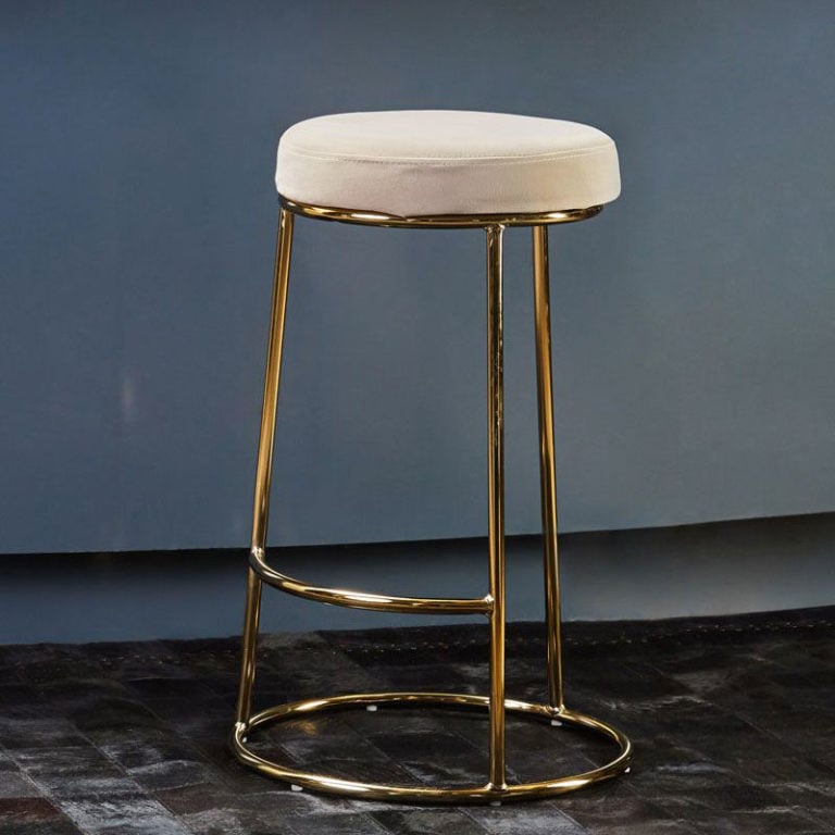 Set Of 2 Soho Cream White Velvet Bar Stools With Gold Metal Base 68cm ...