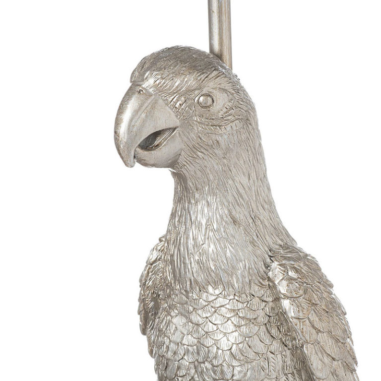 Antique Silver Parrot Table Lamp with Grey Velvet Shade | Picture ...