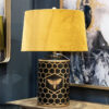Black And Gold Bee Table Lamp With A Mustard Shade 65cm | Picture ...