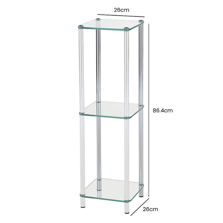 Chrome and Clear Glass 3 Tier Display Unit Shelving Unit 86cm | Picture ...