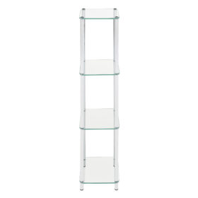 Chrome and Clear Glass 4 Tier Display Unit Shelving Unit 126cm ...