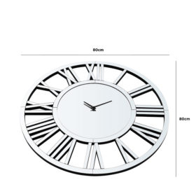 Classic Mirrored Large Round 60cm Wall Clock With Roman Numerals ...