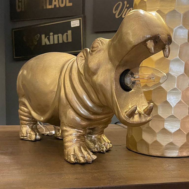 Gold Hippo Quirky Statement Table Lamp | Picture Perfect Home