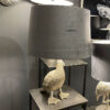 Silver Duck Goose Table Lamp With Grey Velvet Shade | Picture Perfect Home