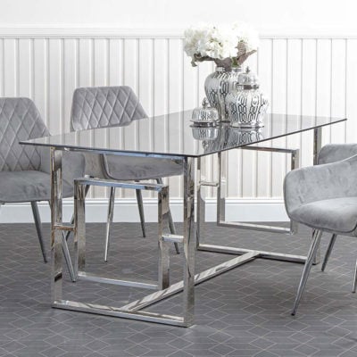 Plaza Contemporary Stainless Steel Smoked Glass Console Display Table ...