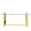 Plaza Gold Contemporary Gold Metal And Clear Glass Dining Table ...