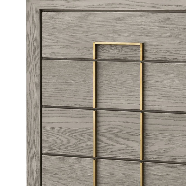 Hugo Textured Grey Taupe Oak 2 Drawer Console Table With Gold Handles ...