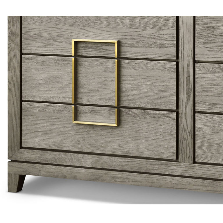 Hugo Textured Grey Taupe Oak 2 Drawer Console Table With Gold Handles ...