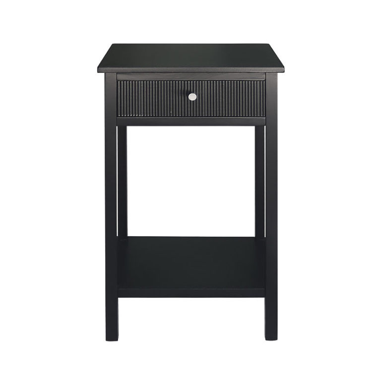 Ebony Black Wood 1 Drawer Telephone Side End Table | Picture Perfect Home