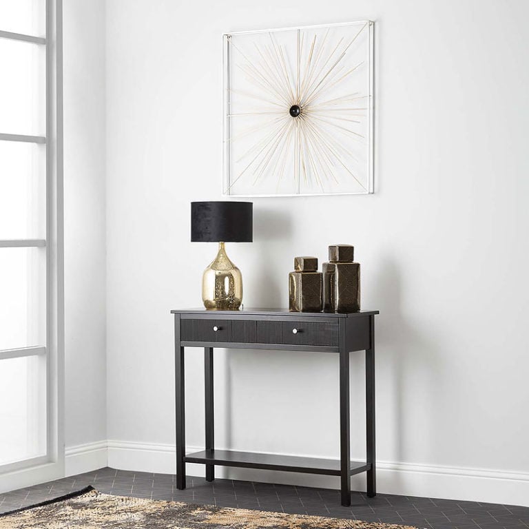 Ebony Black Wood 2 Drawer Console Hallway Table | Picture Perfect Home