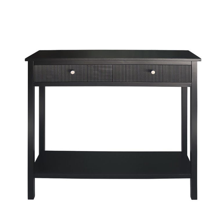 Ebony Black Wood 2 Drawer Console Hallway Table | Picture Perfect Home