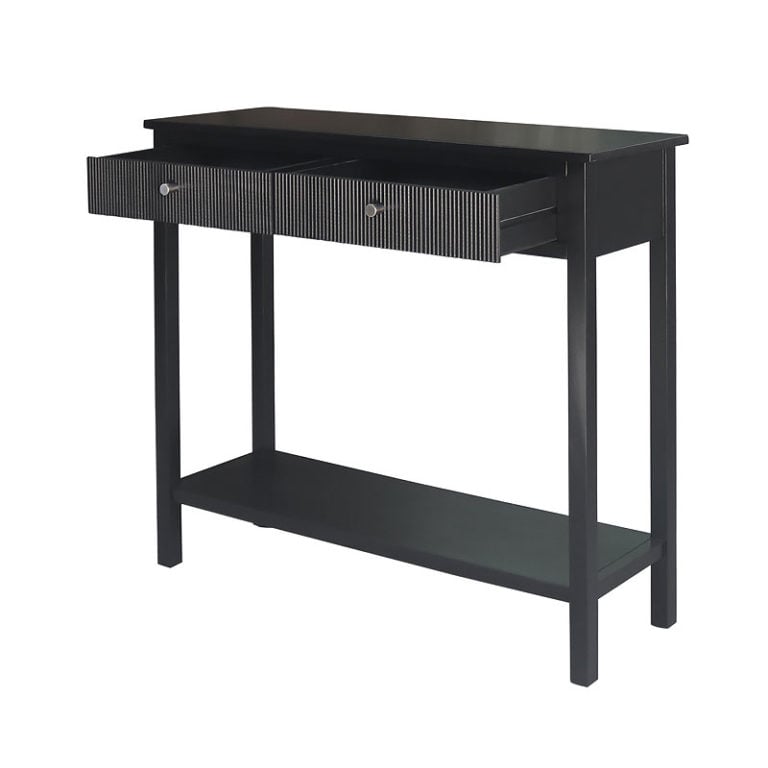 Ebony Black Wood 2 Drawer Console Hallway Table | Picture Perfect Home