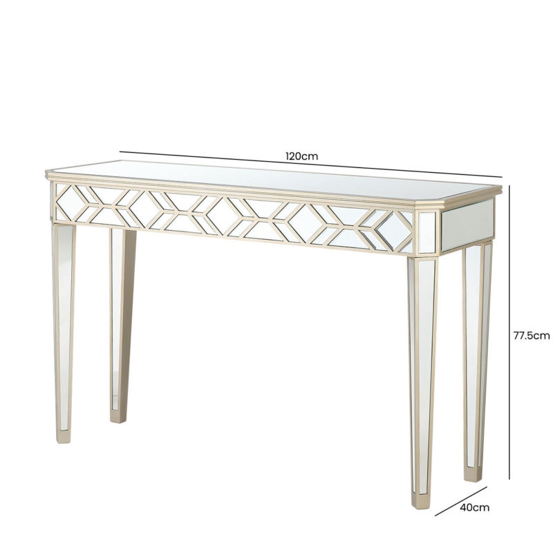Venetia Mirrored Champagne Gold Console Table Hallway Table | Picture Perfect Home