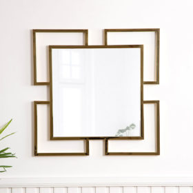 Geo Gold Metal Square Wall Mirror | Picture Perfect Home