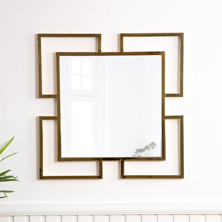 Geo Gold Metal Square Wall Mirror | Picture Perfect Home
