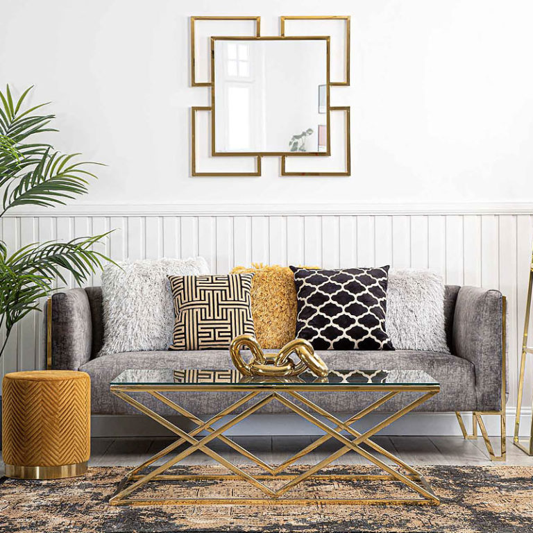 Geo Gold Metal Square Wall Mirror | Picture Perfect Home