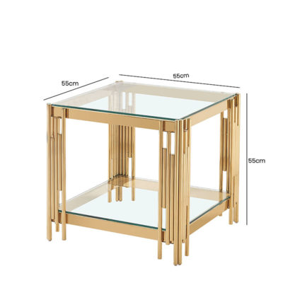 Colton Gold Metal And Glass End Side Display Table | Picture Perfect Home
