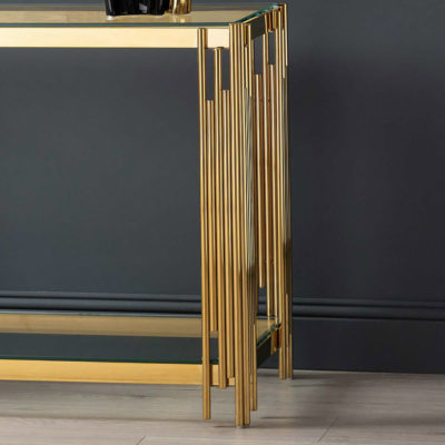 Colton Gold Metal And Glass Hallway Console Table | Picture Perfect Home