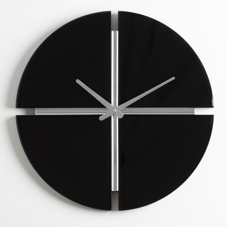 Black Mirrored Minimalist Round 50cm Wall Clock | Picture Perfect Home