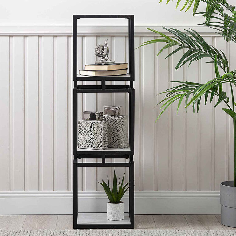 3 Tier Square Black And Grey Industrial Style Display Shelving Unit ...