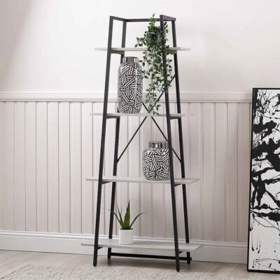 4 Tier Black And Grey Industrial Style Display Shelving Unit 170cm ...
